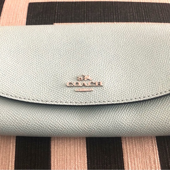 Coach | Bags | Coach Baby Blue Wallet With Silver Logo | Poshmark